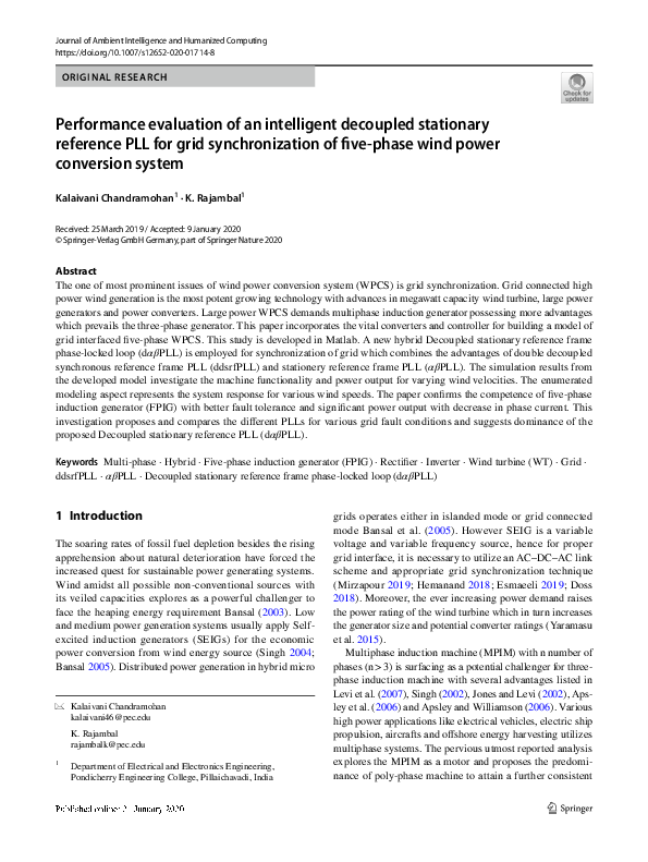 Pdf Performance Evaluation Of An Intelligent Decoupled Stationary Reference Pll For Grid