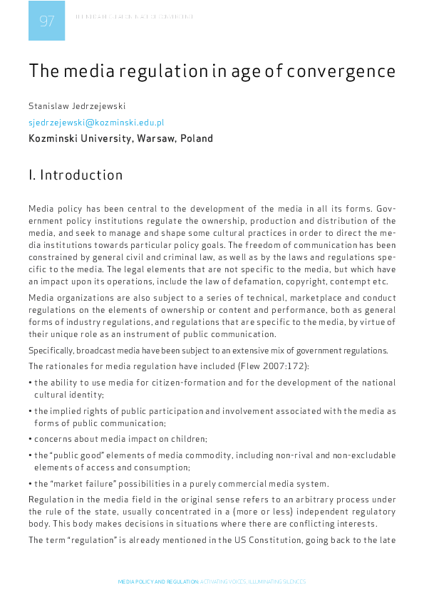 (PDF) The media regulation in age of convergence