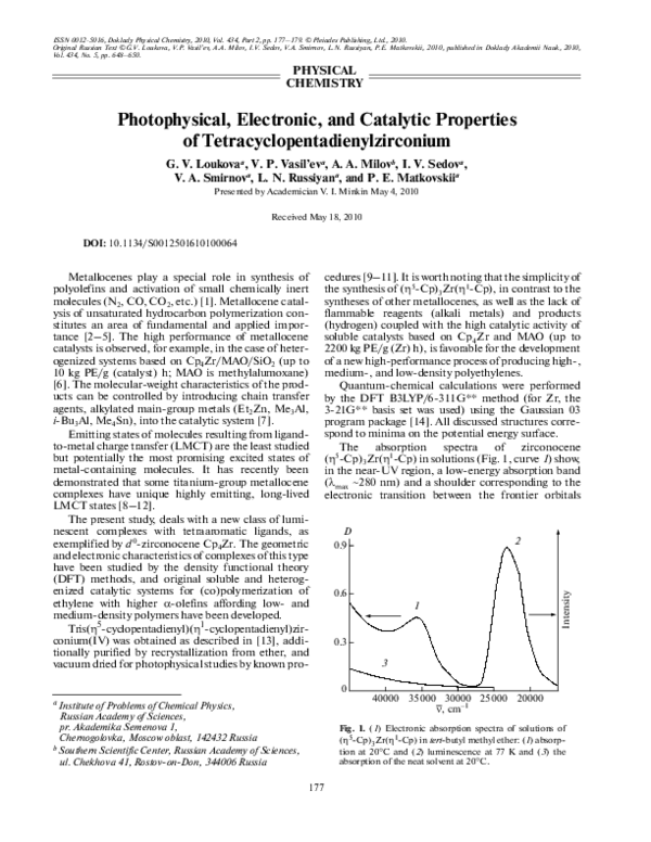 (PDF) Photophysical, electronic, and catalytic properties of ...