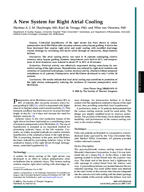 (PDF) A New System for Right Atrial Cooling