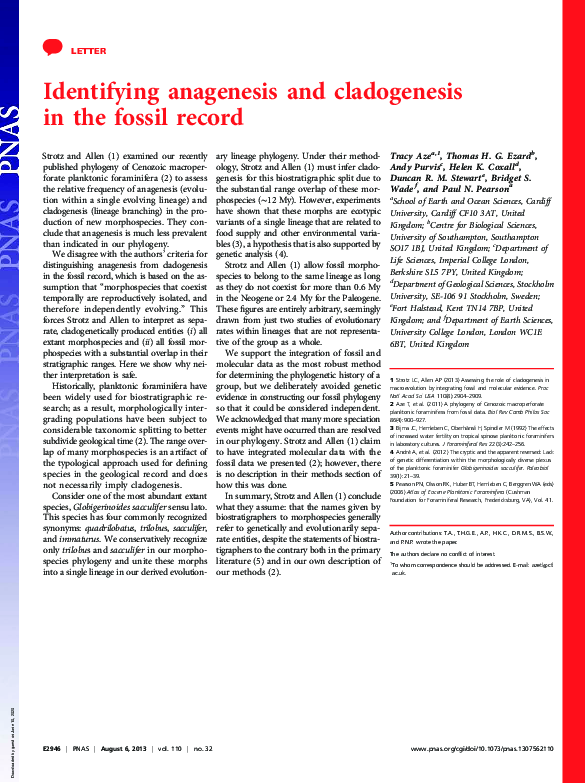 (PDF) Identifying anagenesis and cladogenesis in the fossil record