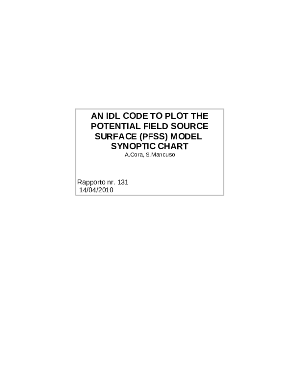 (PDF) An IDL code to plot the Potential Field Source Surface (PFSS ...