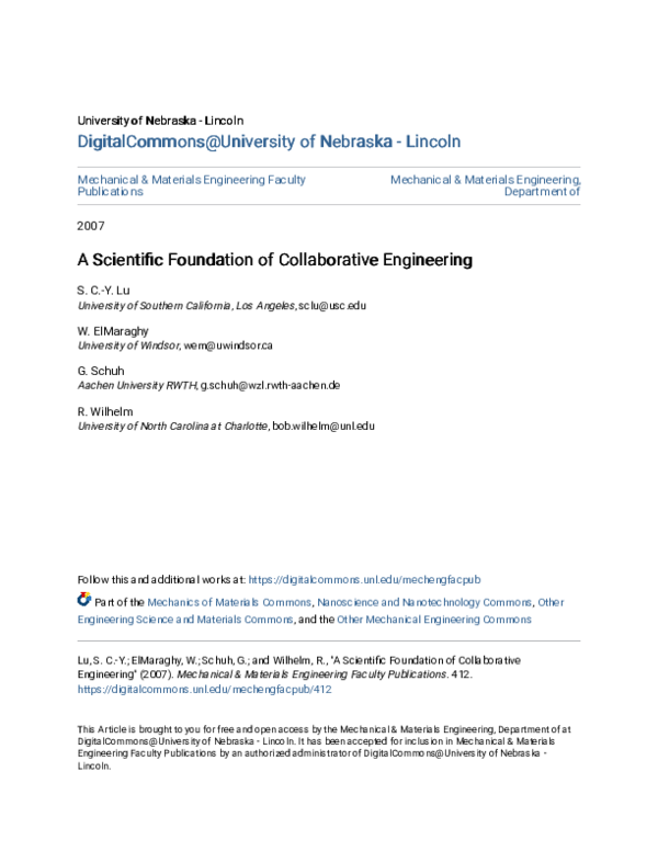 (PDF) A Scientific Foundation of Collaborative Engineering