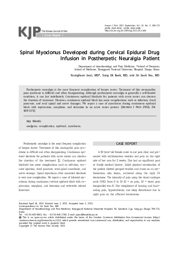 (PDF) Spinal myoclonus developed during cervical epidural drug infusion ...