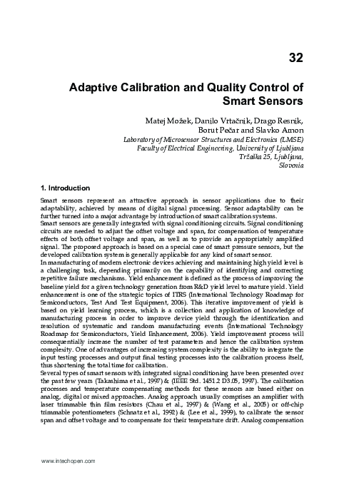 (PDF) Adaptive Calibration and Quality Control of Smart Sensors