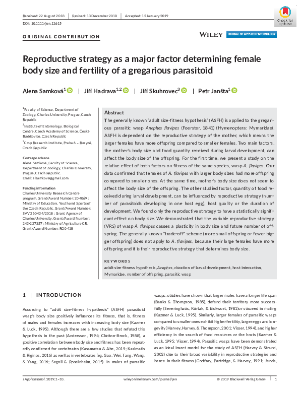 (PDF) Reproductive strategy as a major factor determining female body ...