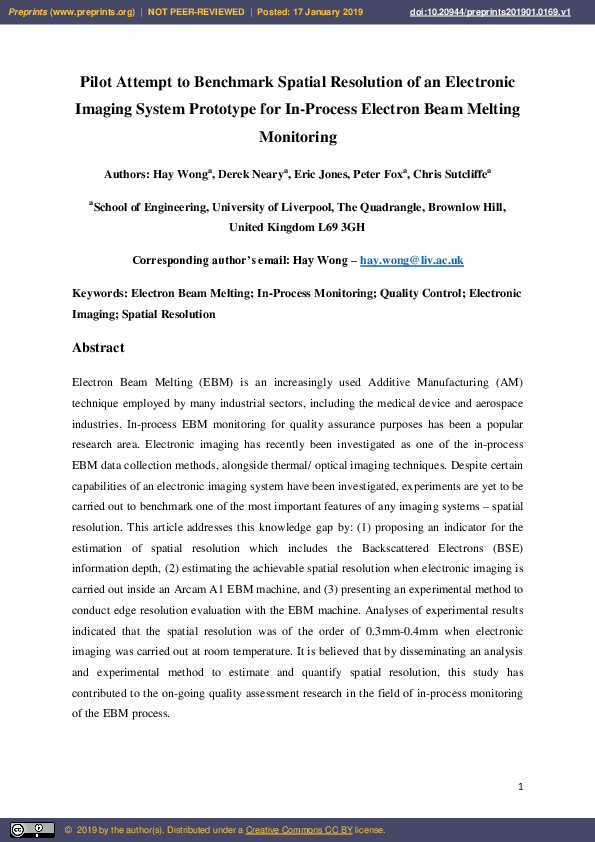 (PDF) Pilot Attempt to Benchmark Spatial Resolution of an Electronic Imaging System Prototype ...