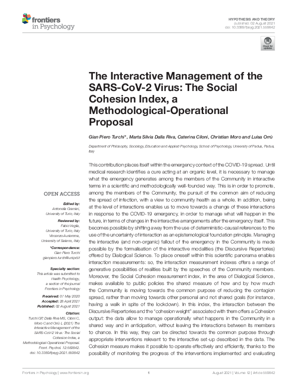 (PDF) The Interactive Management of the SARS-CoV-2 Virus: The Social ...