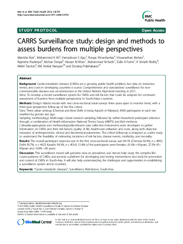 (PDF) CARRS Surveillance study: design and methods to assess burdens ...