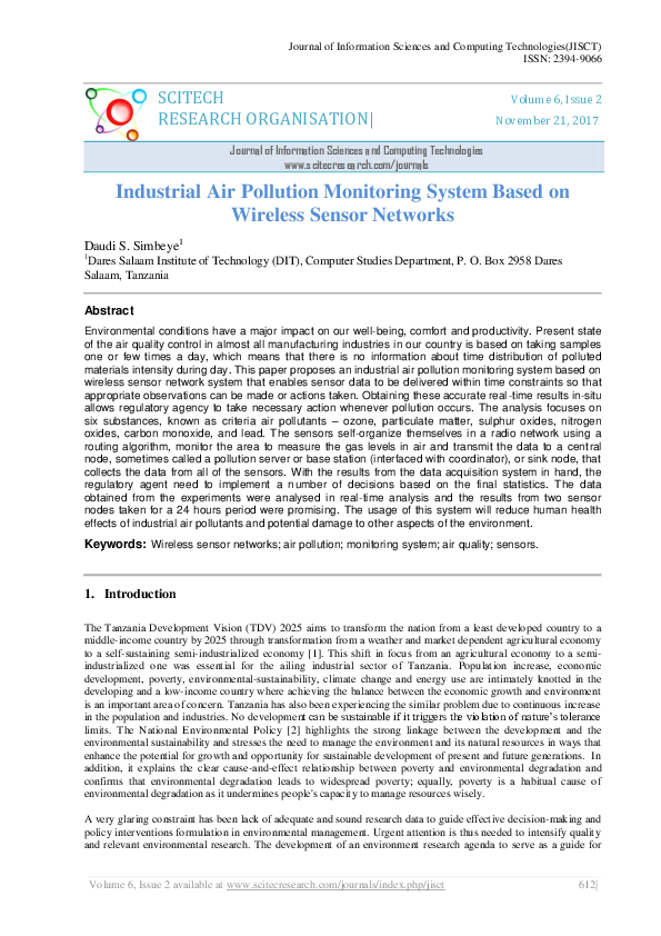 (PDF) Industrial Air Pollution Monitoring System Based on Wireless Sensor Networks