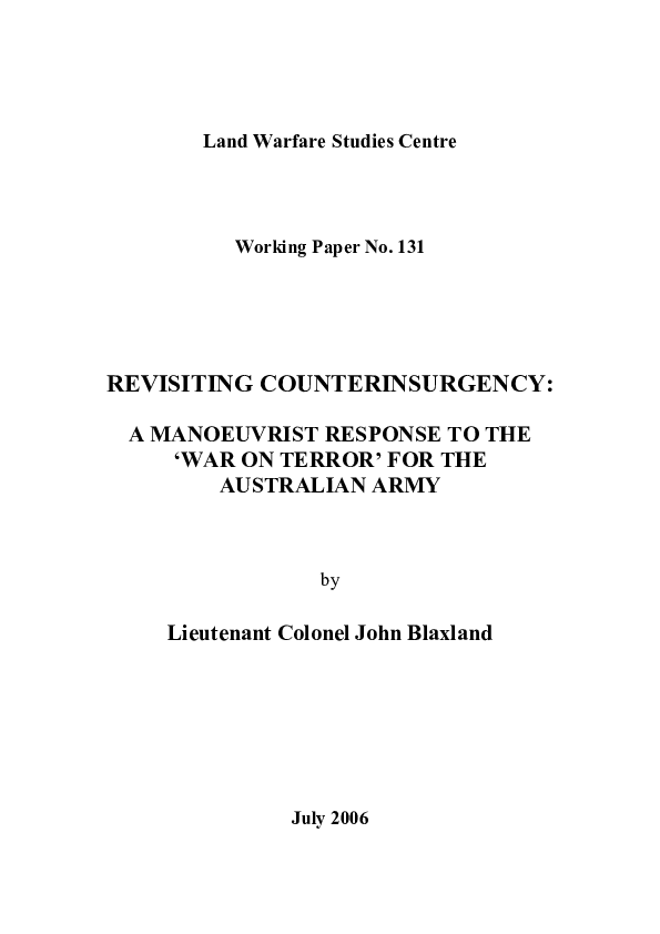 (PDF) Revisiting Counterinsurgency: A Manoeuvrist Response to the ‘War ...