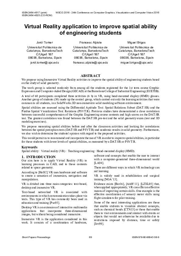(PDF) Virtual reality application to improve spatial ability of ...
