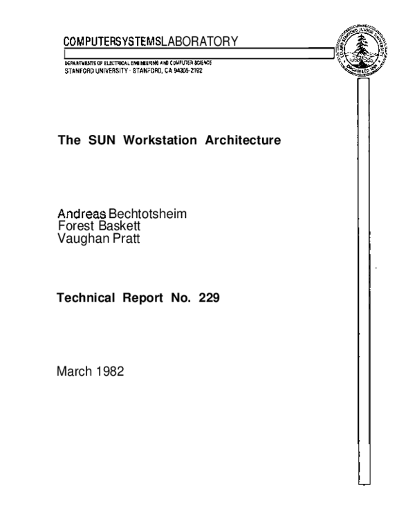 (PDF) COMPUTER SYSTEMS LABORATORY I The SUN Workstation Architecture