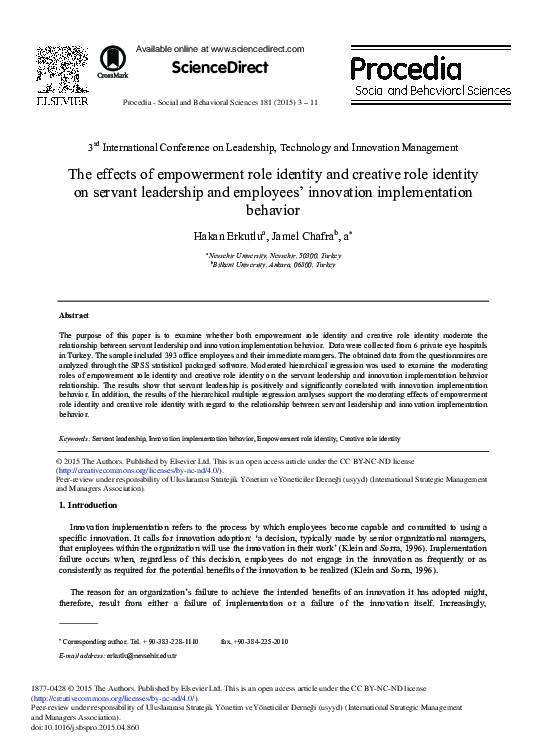 (PDF) The Effects of Empowerment Role Identity and Creative Role ...