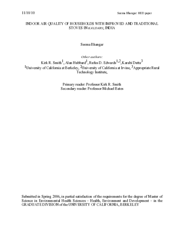 (PDF) Indoor Air Quality of Households with Improved and Traditional ...