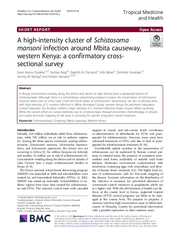 (PDF) A high-intensity cluster of Schistosoma mansoni infection around ...