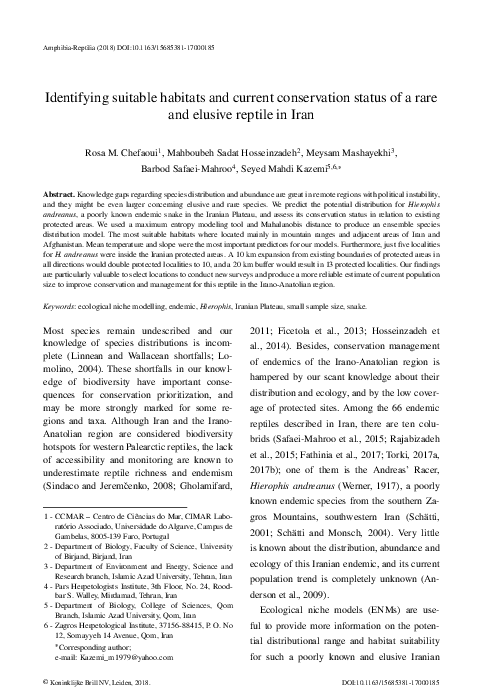 (PDF) Identifying suitable habitats and current conservation status of ...