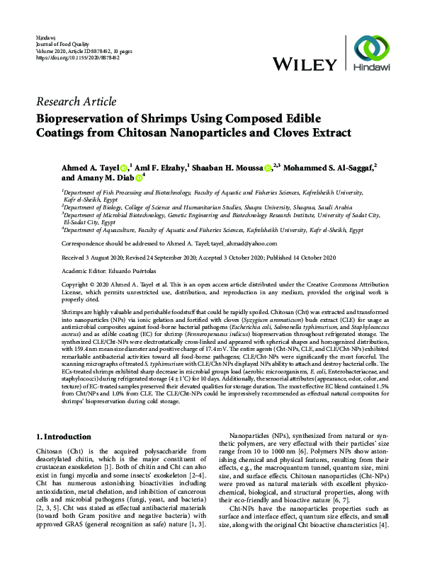 (PDF) Biopreservation of Shrimps Using Composed Edible Coatings from ...