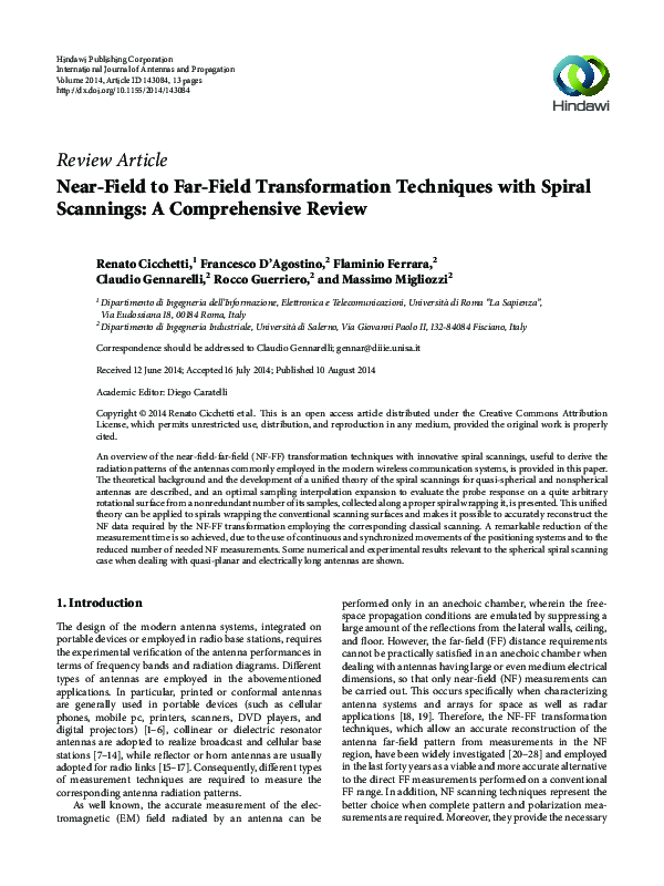 (PDF) Near-Field to Far-Field Transformation Techniques with Spiral Scannings: A Comprehensive ...
