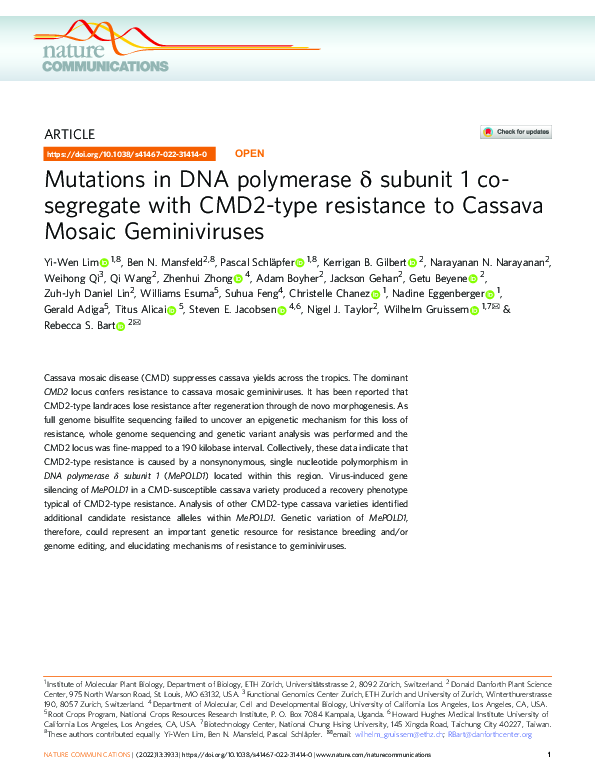 (PDF) Mutations in DNA polymerase δ subunit 1 co-segregate with CMD2 ...