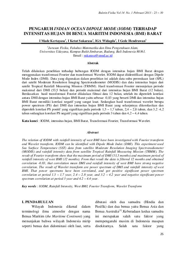 (PDF) Pengaruh Indian Ocean Dipole Mode (Iodm) Terhadap Intensitas ...