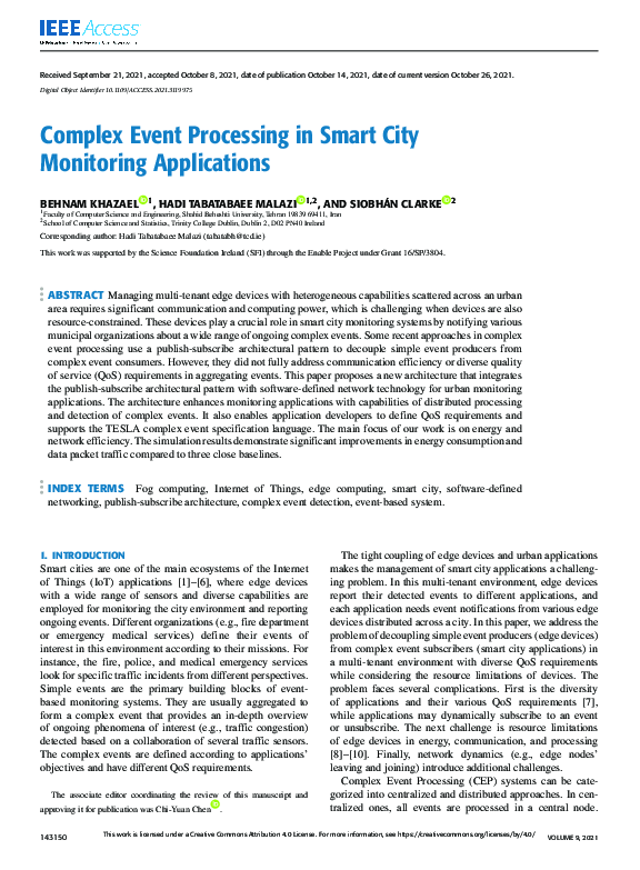 (PDF) Complex Event Processing in Smart City Monitoring Applications