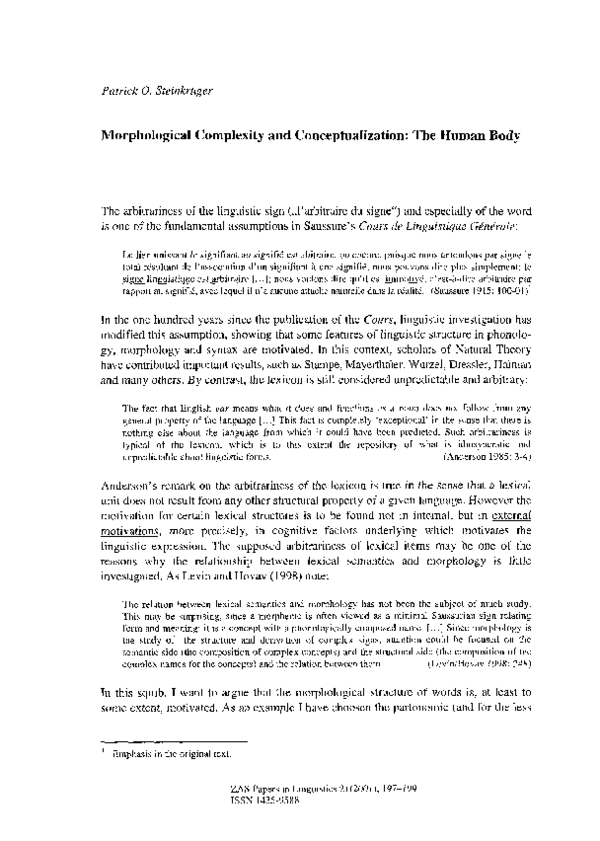 (PDF) Morphological complexity and conceptualization: the human body