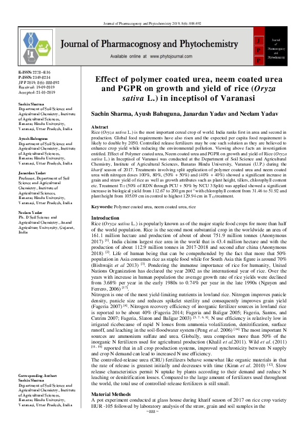 (PDF) Effect of polymer coated urea, neem coated urea and PGPR on ...