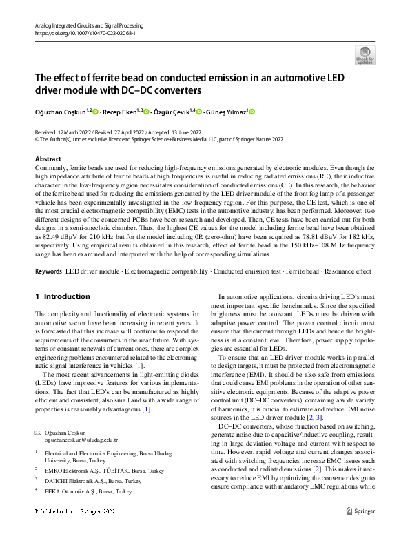 (PDF) The effect of ferrite bead on conducted emission in an automotive ...
