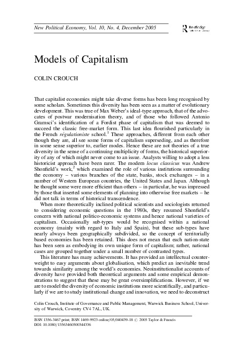 (PDF) Models of capitalism