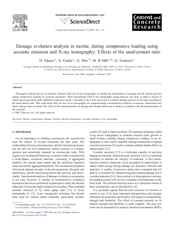 (PDF) Damage evolution analysis in mortar, during compressive loading using acoustic emission ...