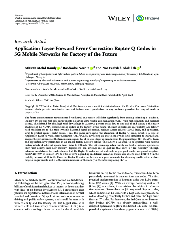 Pdf Application Layer Forward Error Correction Raptor Q Codes In 5g Mobile Networks For