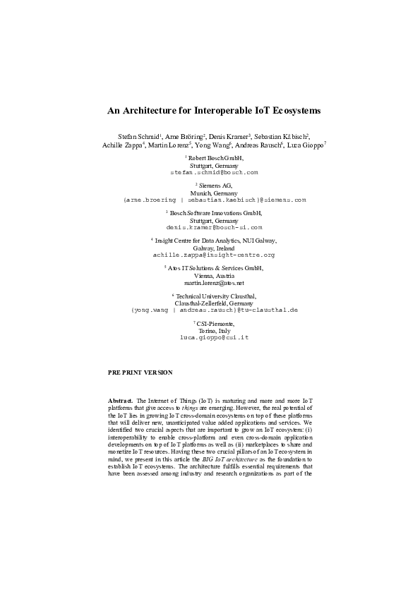 (PDF) An Architecture for Interoperable IoT Ecosystems