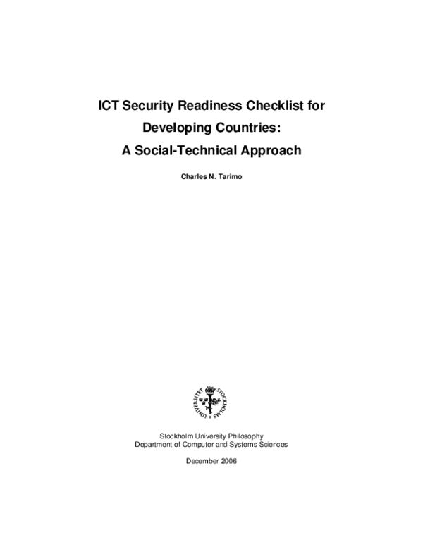 (PDF) ICT security readiness checklist for developing countries: A ...