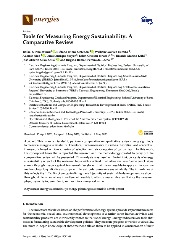 (PDF) Tools for Measuring Energy Sustainability: A Comparative Review