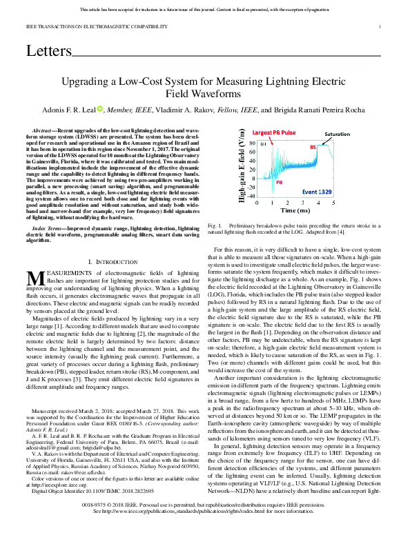 (PDF) Upgrading a Low-Cost System for Measuring Lightning Electric ...