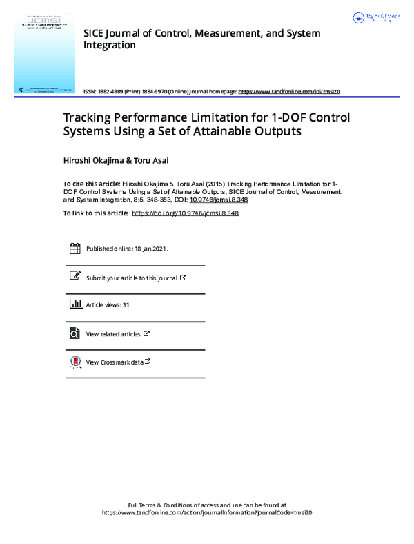 (PDF) Tracking Performance Limitation for 1-DOF Control Systems Using a ...