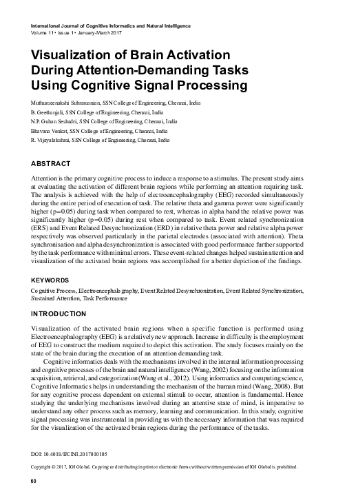 (PDF) Visualization of Brain Activation During Attention-Demanding Tasks Using Cognitive Signal ...