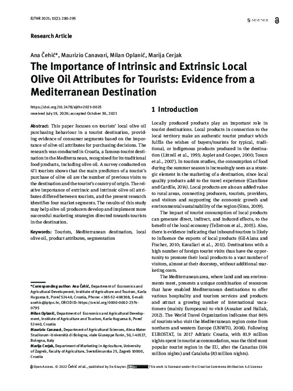 (PDF) The Importance of Intrinsic and Extrinsic Local Olive Oil ...