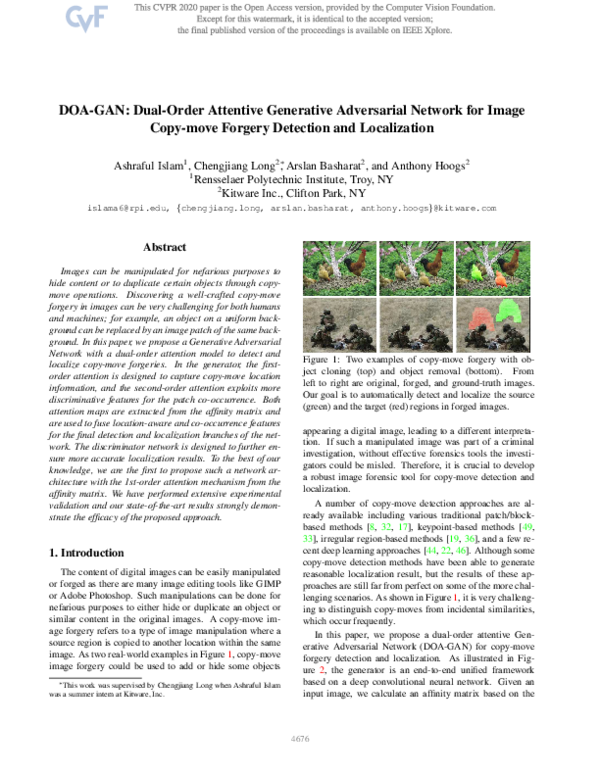 (PDF) DOA-GAN: Dual-Order Attentive Generative Adversarial Network for Image Copy-Move Forgery ...