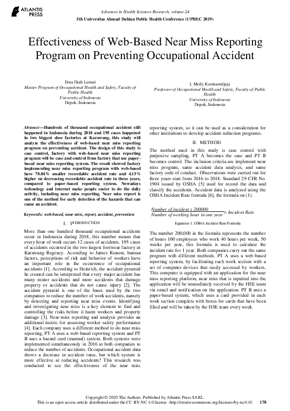 (PDF) Effectiveness of Web-Based Near Miss Reporting Program on ...