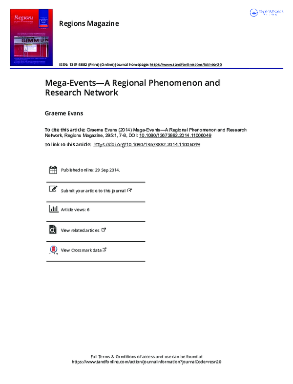 (PDF) Mega-Events—A Regional Phenomenon and Research Network