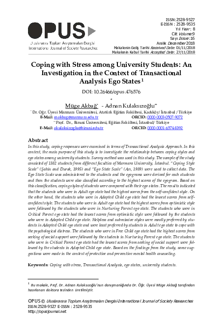 (PDF) Coping with Stress among University Students : An Investigation in the Context of ...