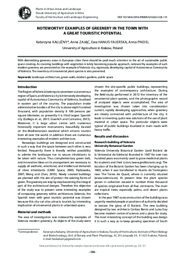 (PDF) Noteworthy examples of greenery in the town with a great ...