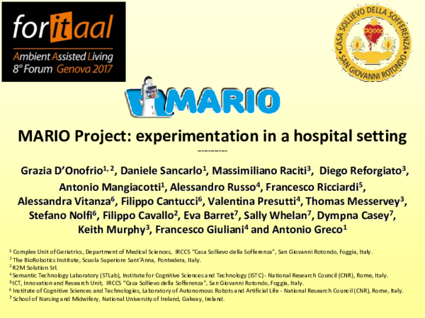 (PDF) MARIO Project: Experimentation in the Hospital Setting