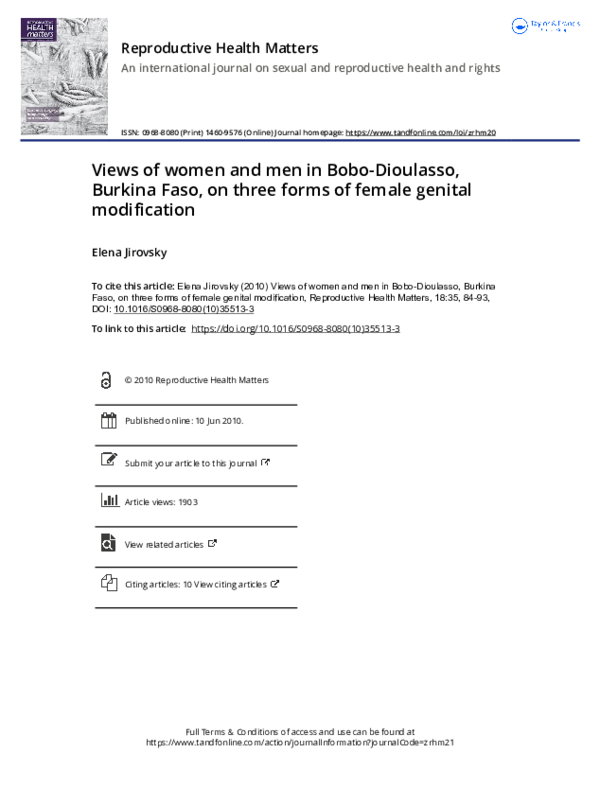 (PDF) Views of women and men in Bobo-Dioulasso, Burkina Faso, on three ...