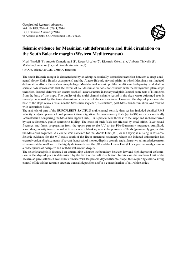 (PDF) Seismic evidence for Messinian salt deformation and fluid ...