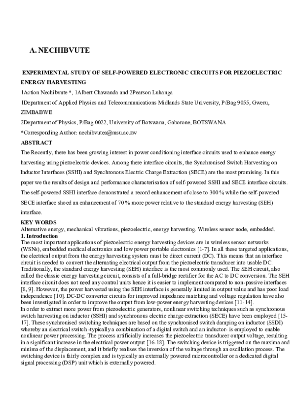 (PDF) Study of Self-Powered Electronic Circuits for Piezoelectric ...
