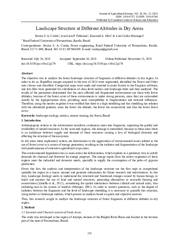(PDF) Landscape Structure at Different Altitudes in Dry Areas