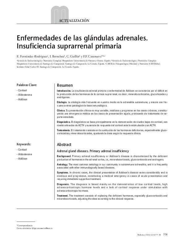 (PDF) Enfermedades de las glándulas adrenales. Insuficiencia ...